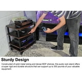 Rockville FLX Dark Wood Adjustable Height 4 Shelf Home Theater Audio ...