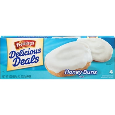 Mrs. Freshley's Large Bakery Fresh White Iced Honey Buns, 6 oz., Pack ...