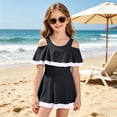 FYDUU Girls One Piece Swimsuit Off The Shoulder Swimwear With Ruffle ...