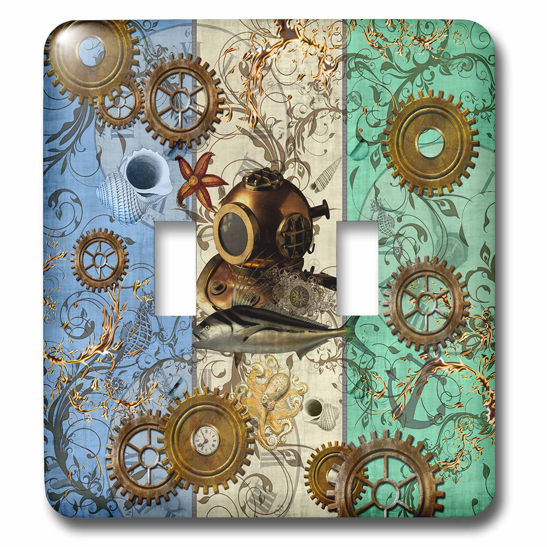 3dRose Nautical Steampunk With Antique Divers Helmet and Sea Creatures ...