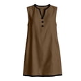 ASEIDFNSA Summer Dress for Women Sleeveless V Neck Button Mini Dress ...