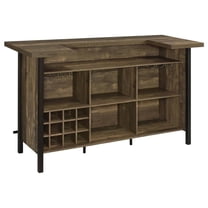 Maklaine Modern Wood Rectangular Storage Bar Unit in Rustic Oak - Home ...