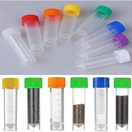 Nvzi 25pcs 5ml Lab Plastic Frost Test Tubes Vial Seal Cap, Graduated ...