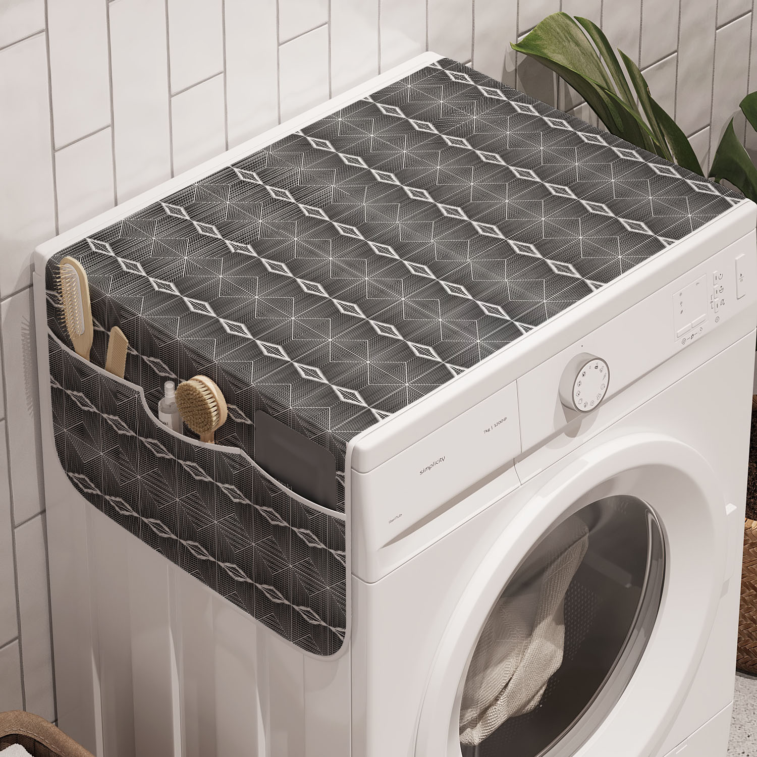 Abstract Washing Machine Organizer, Vertical Composition of Greyscale ...