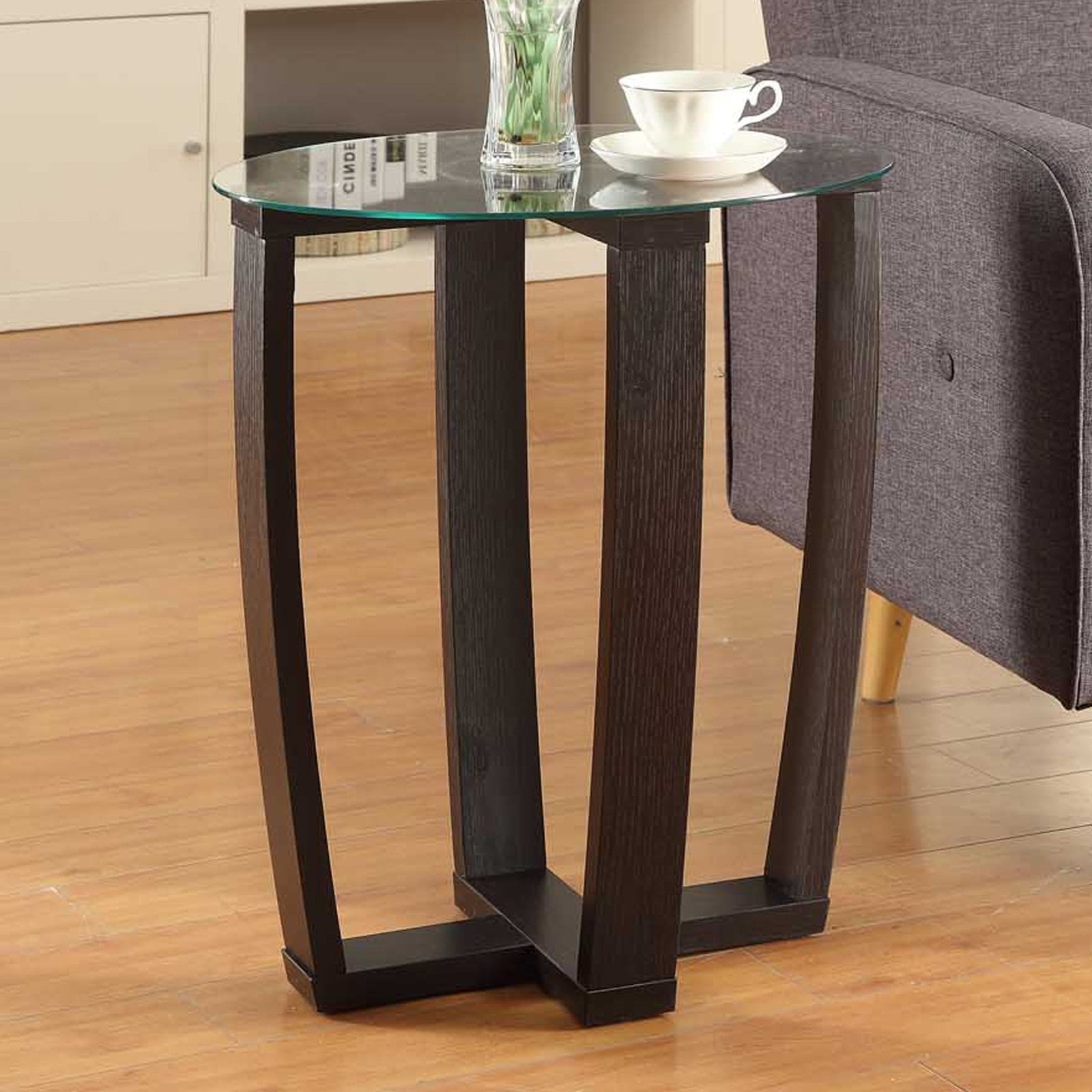 Convenience Concepts Newport Glass Top Slide Table, Espresso - Walmart.com