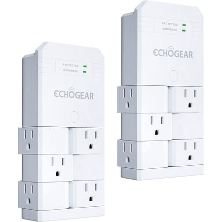 Dedang On-Wall Surge Protector with 6 Pivoting AC Outlets & 1080 Joules ...