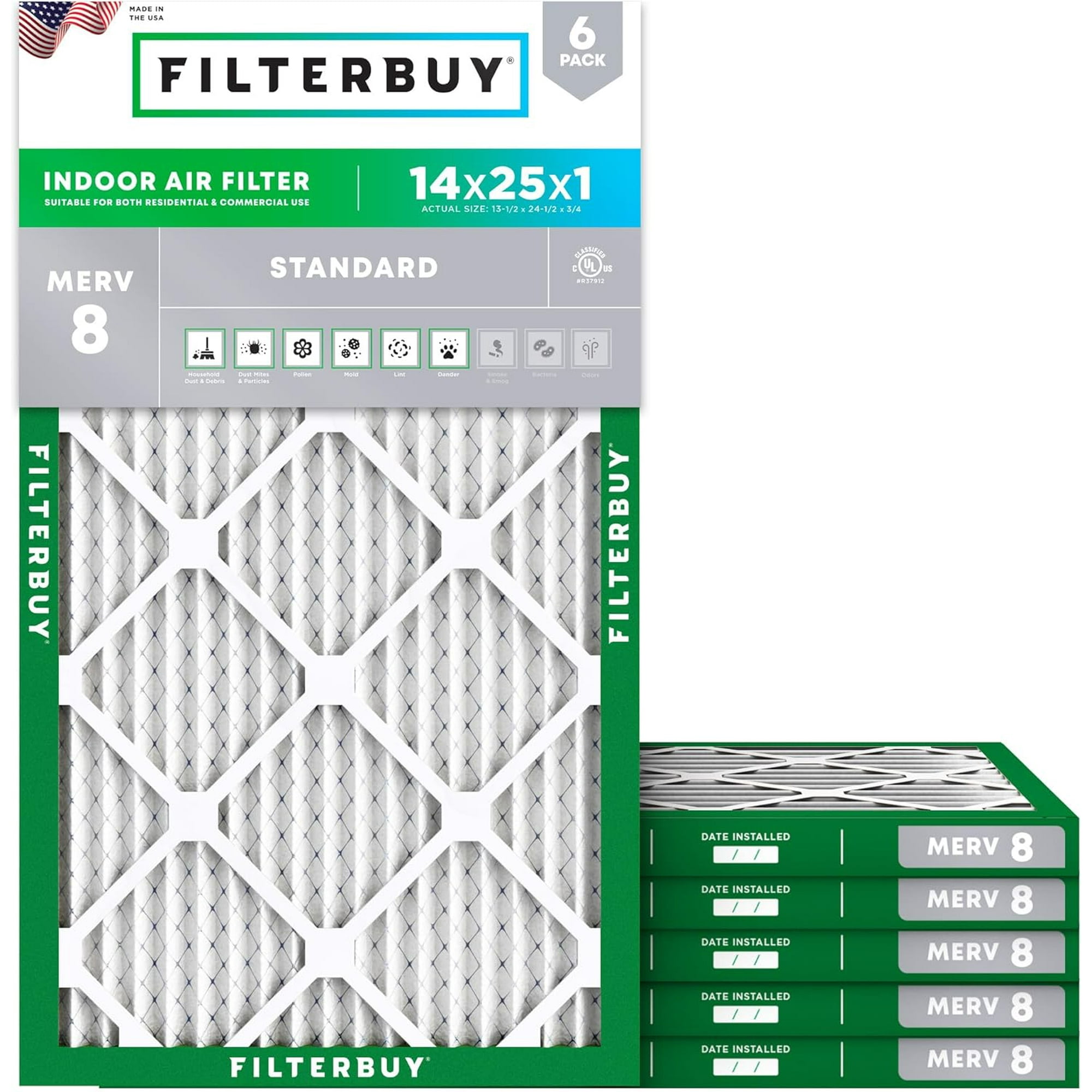Click here for Filterbuy 14x25x1 Merv 8 (Mpr 600) Dust Defense  P... prices