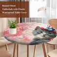 American Flag Fireworks Round Tablecloth 55-60 Inch Round Fitted Table ...