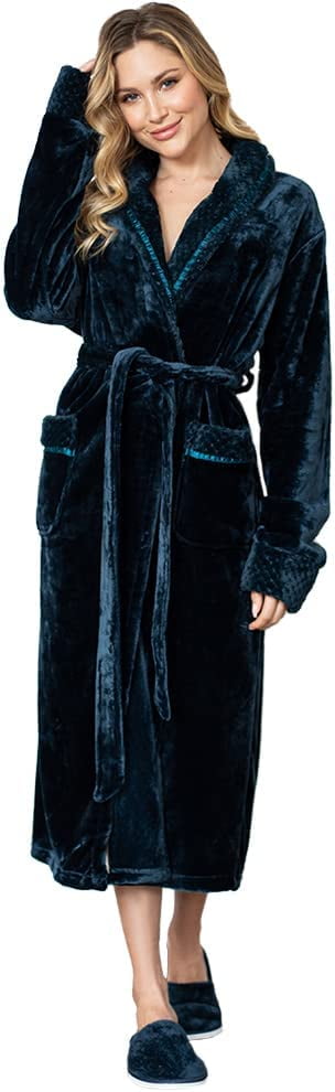 LOTUS LINEN Women Soft Plush Robes Luxury Fluffy Robe for Women Long ...