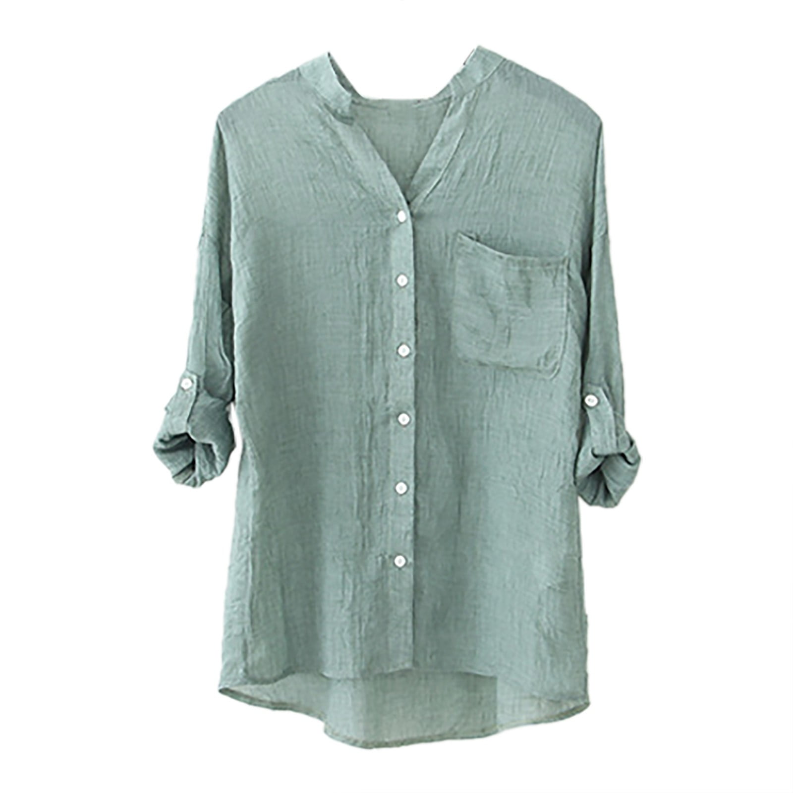 Click here for Wtxue Button-Up Shirts 3/4 Sleeve  Notch Neck Shir... prices