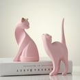 WEISIPU Resin Pink Cat Statue Figurines Bookshelf Desktop Ornament ...
