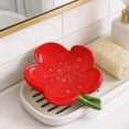 AFACUHX 2PC Hand Painted Flower Shaped Ceramic Soap Dish Porcelain Soap ...