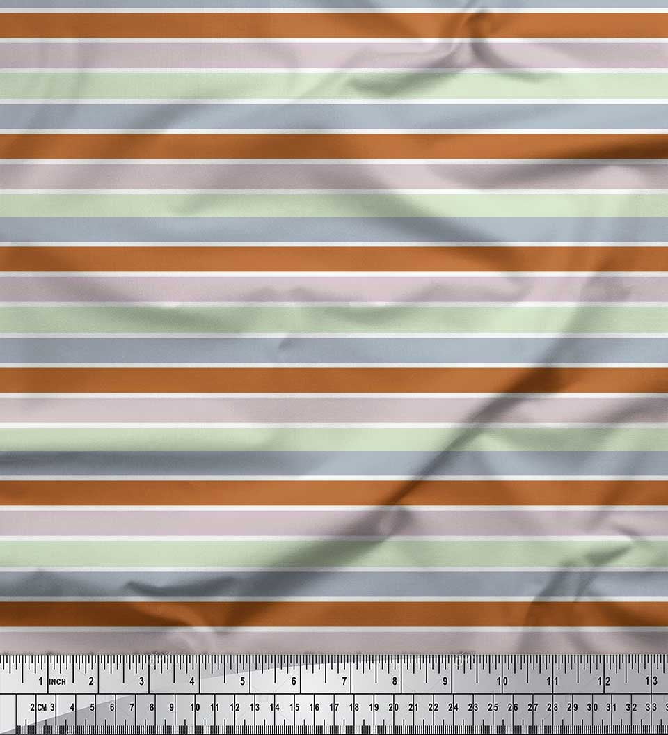 Soimoi Cotton Voile Fabric Horizontal Stripe Print Fabric by The Yard ...