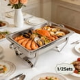 1/2 Packs Full Size Chafing Dish Buffet Set Rectangular Stainless Steel ...