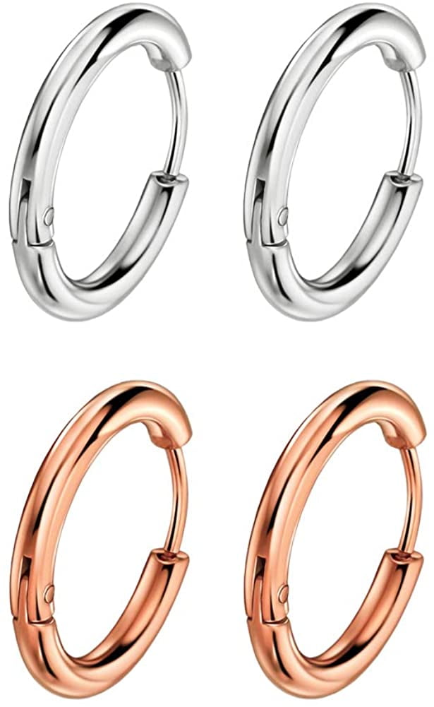 316L Surgical Stainless Steel Huggie Hoop Earrings 8mm/10mm/12mm/14mm ...