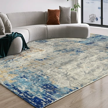 Luxe Weavers Modern Abstract Blue 2x7 Area Rug, Living Room Carpet ...