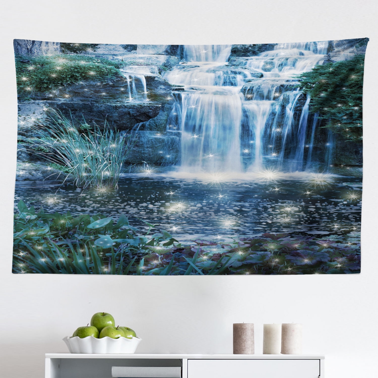 Magic Tapestry, Minimalist Colorful Different Size Vivid Stars Design ...