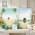 summer kitchen towels A cartoon bee flying over a field of flowers tea ...