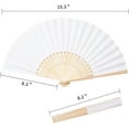 50pcs White Paper Hand Fan Bamboo Folding,Handheld Paper Folded for ...