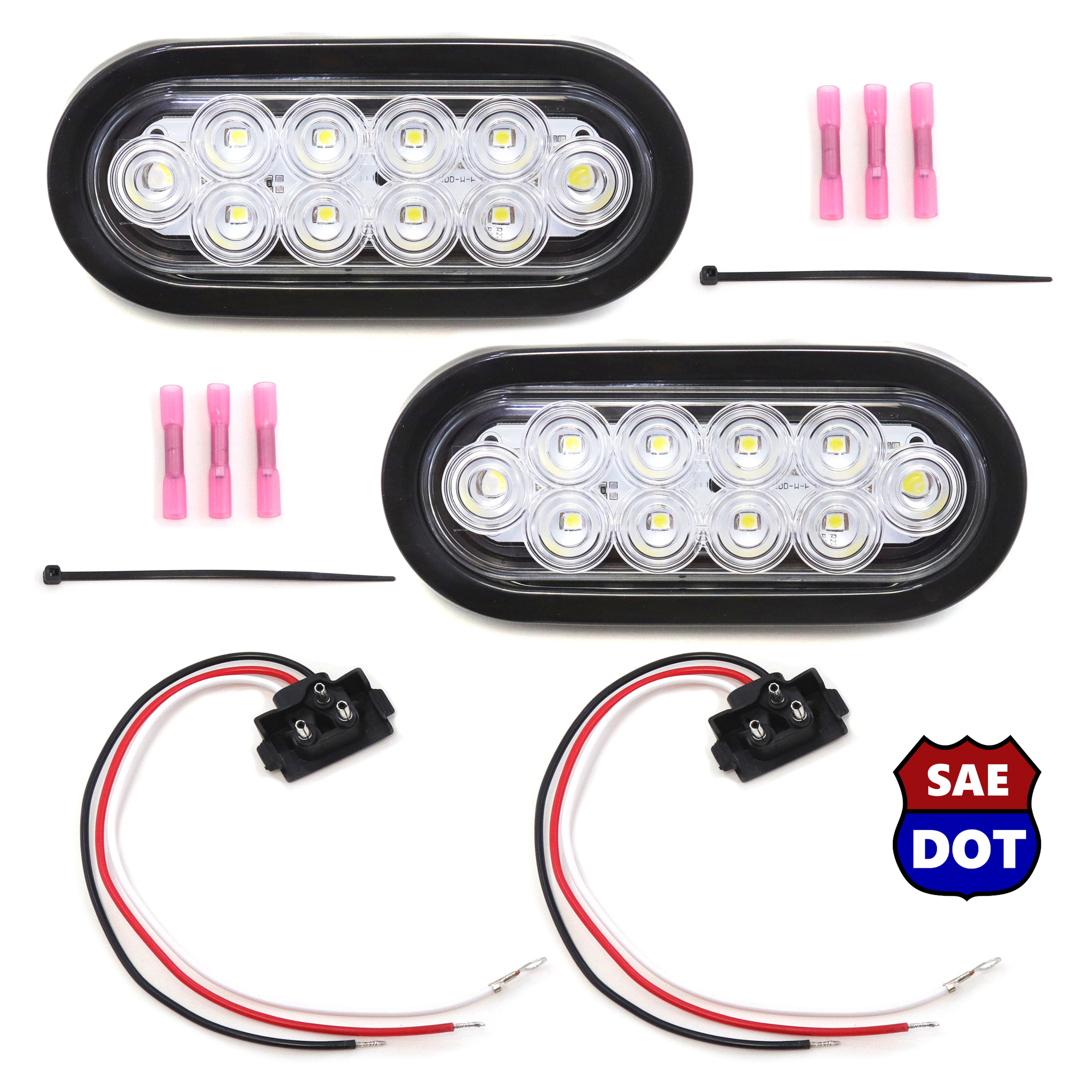 Red Hound Auto 6 inch Oval 2 Pack Clear/White LED Reverse Back Up ...