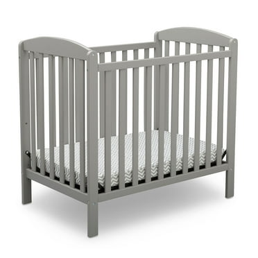 Delta Children Essex Convertible Mini Baby Crib with Mattress, Grey ...