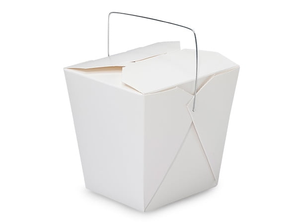 Pack Of 100, Solid 32 Oz White Boxes w/Wire Handle 4-3/8X3-3/4X4-1/4 ...