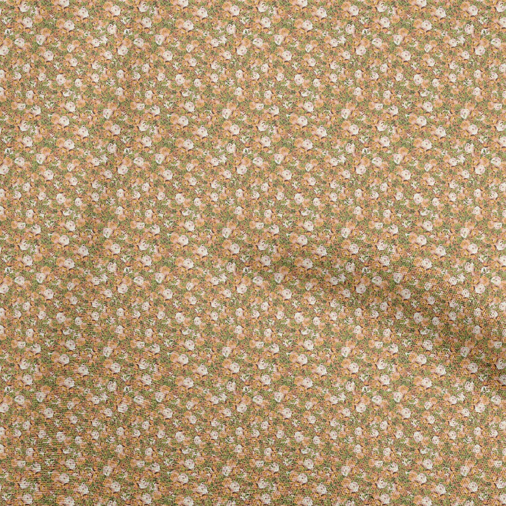 oneOone Silk Tabby Gamboge Yellow Fabric Florals Dress Material Fabric ...