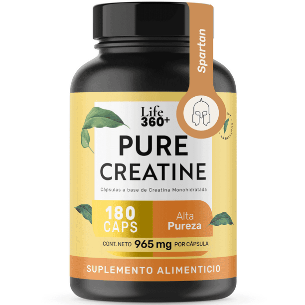 LIFE 360+ Pure Creatine Creatina Monohidratada en Cápsulas Suplemento Alimenticio 180 Cápsulas ...