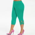 Womens Plus Size Capri Leggings High Waisted Cutout Stretch Capris