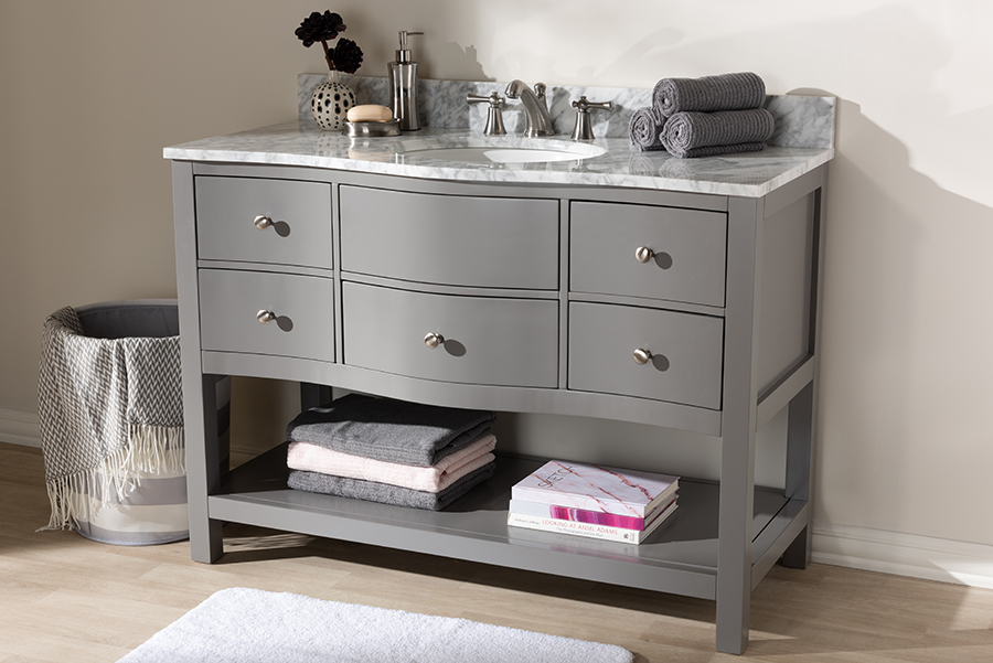 Baxton Studio Castie 48-Inch Modern and Contemporary Grey Finished Wood ...