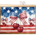 4th of July Cabinet Curtains 28"W x 35L, Watercolor American Flag Bows ...