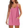 Byhong Womens Solid Color Fashion Casual Double Pocket Shorts Dress