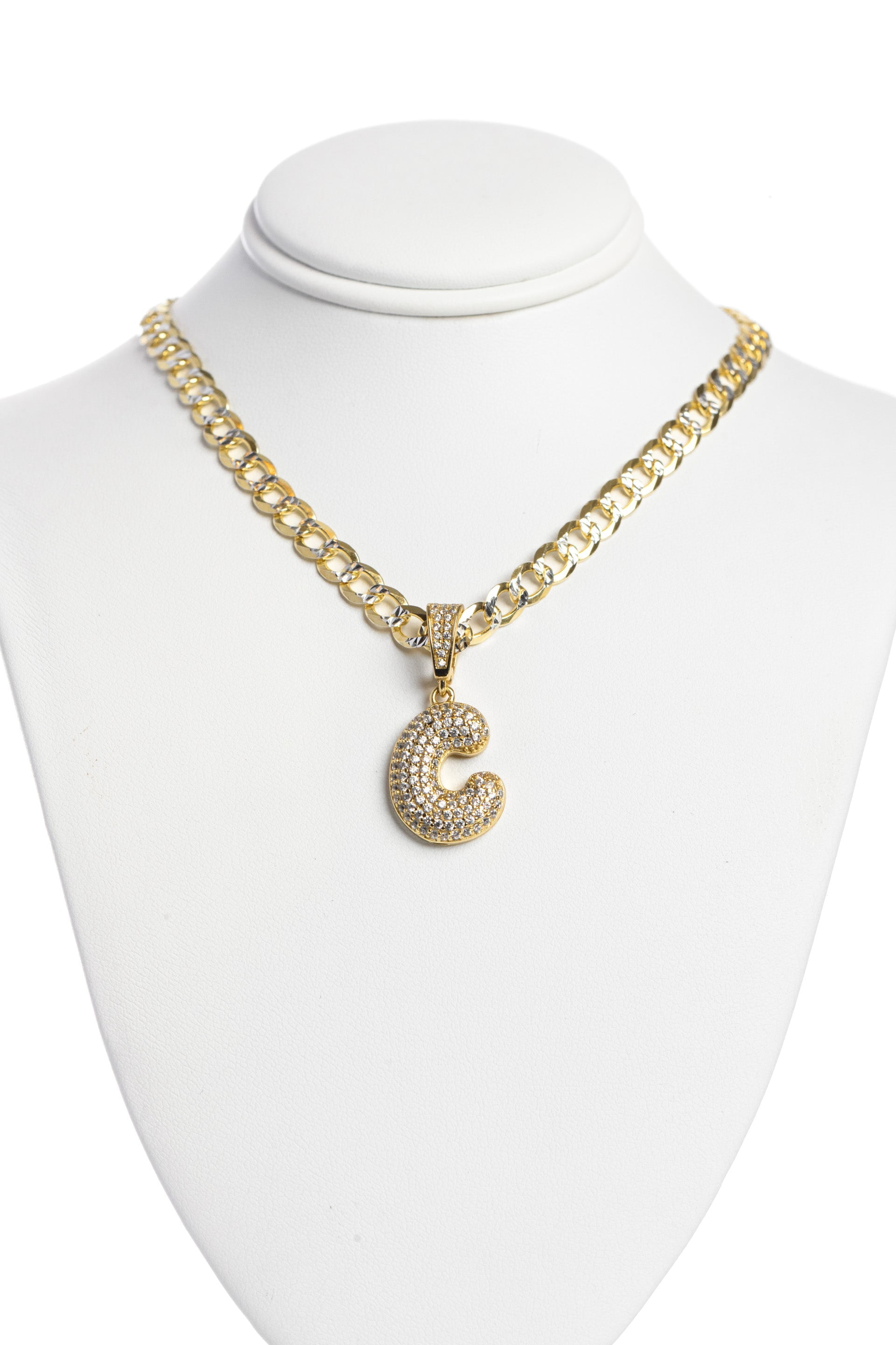 Cadena cubana con corte tipo diamante + letra C Bold - Walmart.com