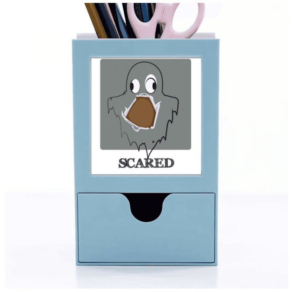 gray scary scared emotion Desk Supplies Organizer Pen Holder Card ...