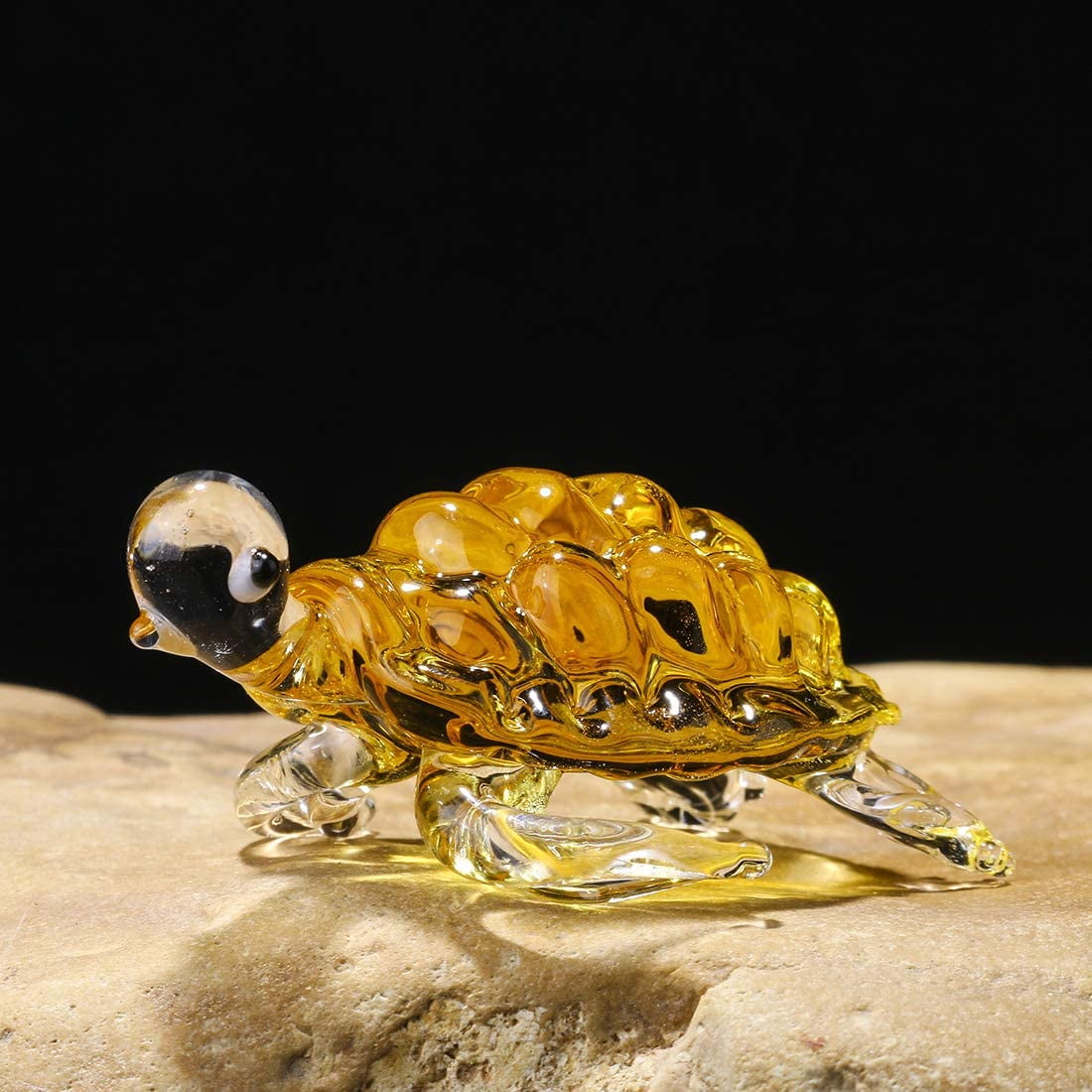 H&D Handmade Yellow Sea Turtle Art Glass Blown Sea Animal Figurine ...