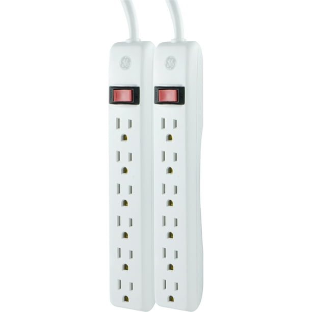 GE 6-Outlet General Purpose Power Strip, White, 2ft., 2 pack – 14087 ...