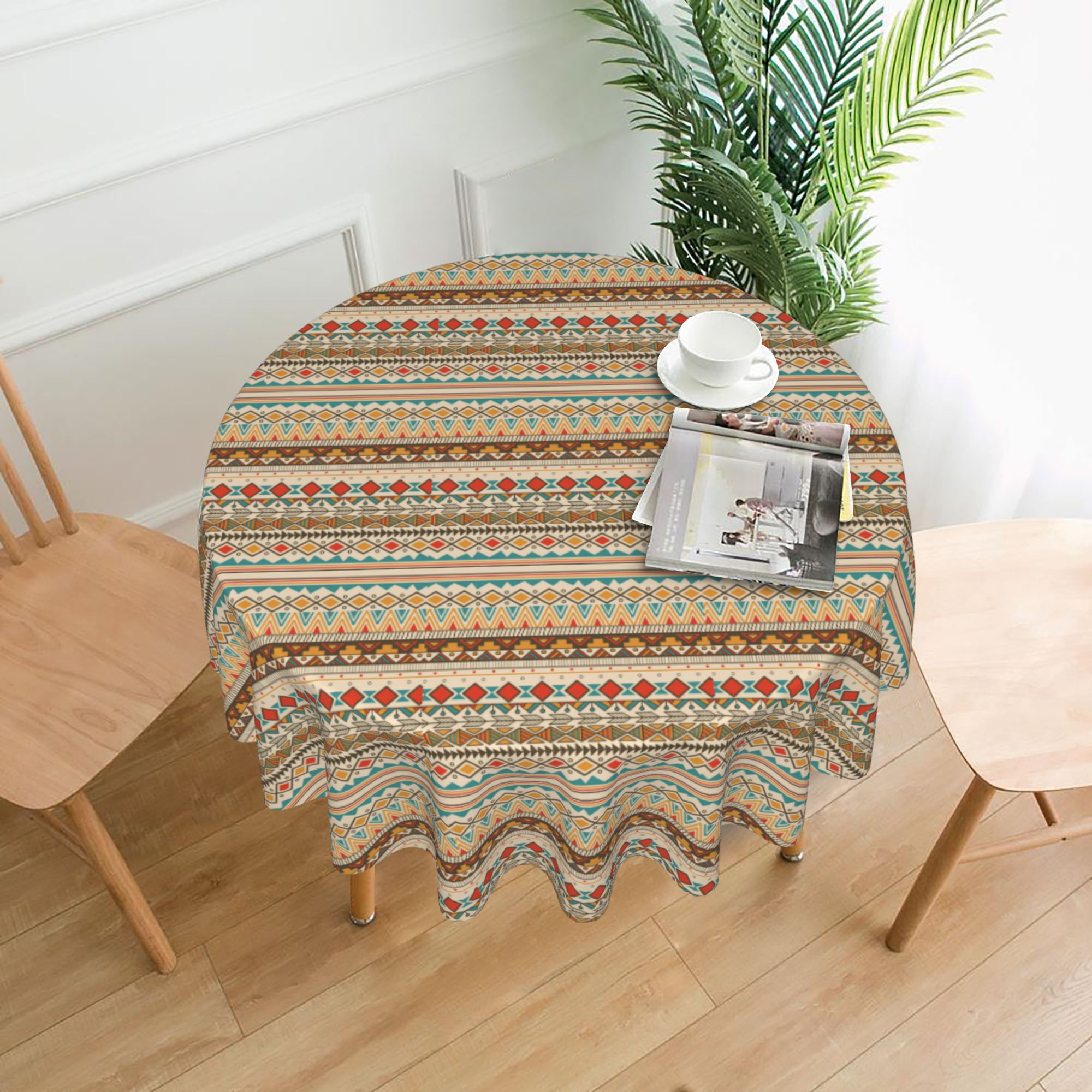 ZICANCN Round Table Cloths 60 Inch, Native Boho Retro Ethnic Style ...