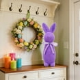 Easter Flocked Bunny Figurine, Standing Foam Rabbit Statue with Bow Accent, Tabletop Mantel ...