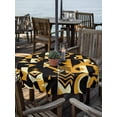 Abstract Geometric Round Outdoor Tablecloth with Umbrella Hole Yellow ...