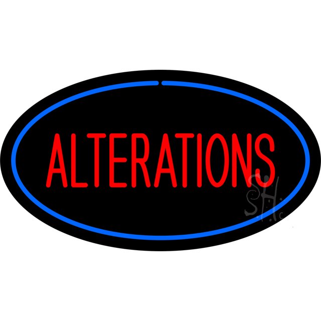 Oval Red Alteration Blue Border LED Neon Sign 13 x 24 - inches, Black ...