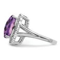 Sterling Silver Diamond & Amethyst Ring. Carat Wt- 0.14ct. Gem Wt- 5 ...