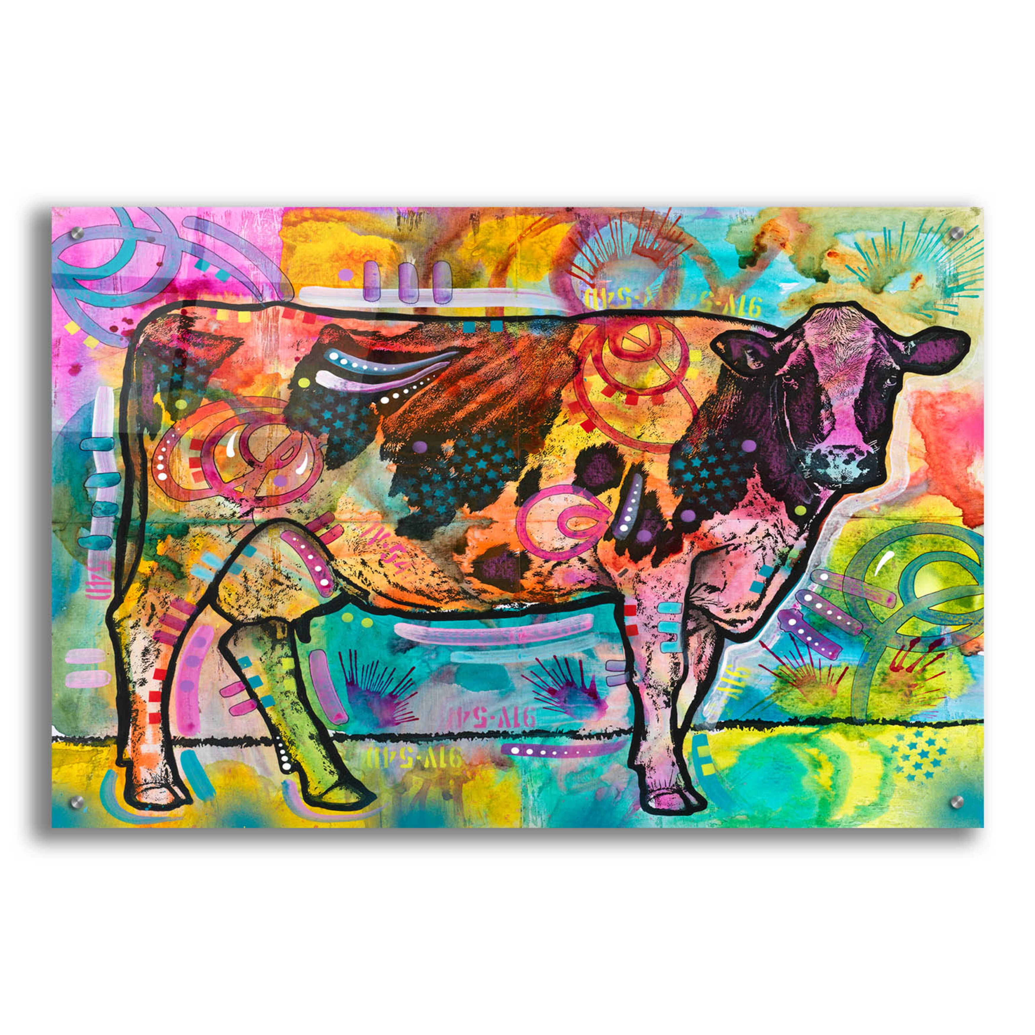 Epic Art 'Cow - Mooove Over Rover' by Dean Russo, Acrylic Glass Wall ...