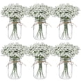 6 Sets Glass Jar Table Centerpieces, Glass Flower Vases with Artificial ...