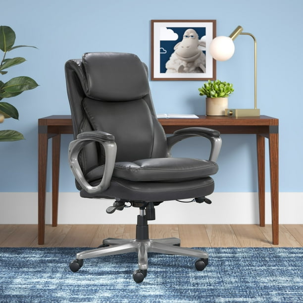 Serta Arlington AIR Ergonomic Leather High Back Executive Office Chair Dark Gray Silver Walmart Business Supplies