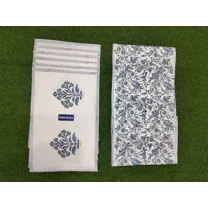 Hand Block Printed Cotton Table Runner with 6 Placemats – Floral Design ...