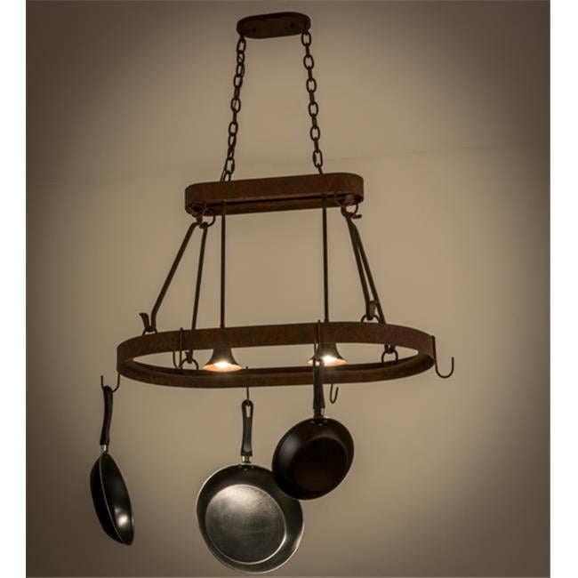 Rustic Lighted Pot Rack | Shelly Lighting