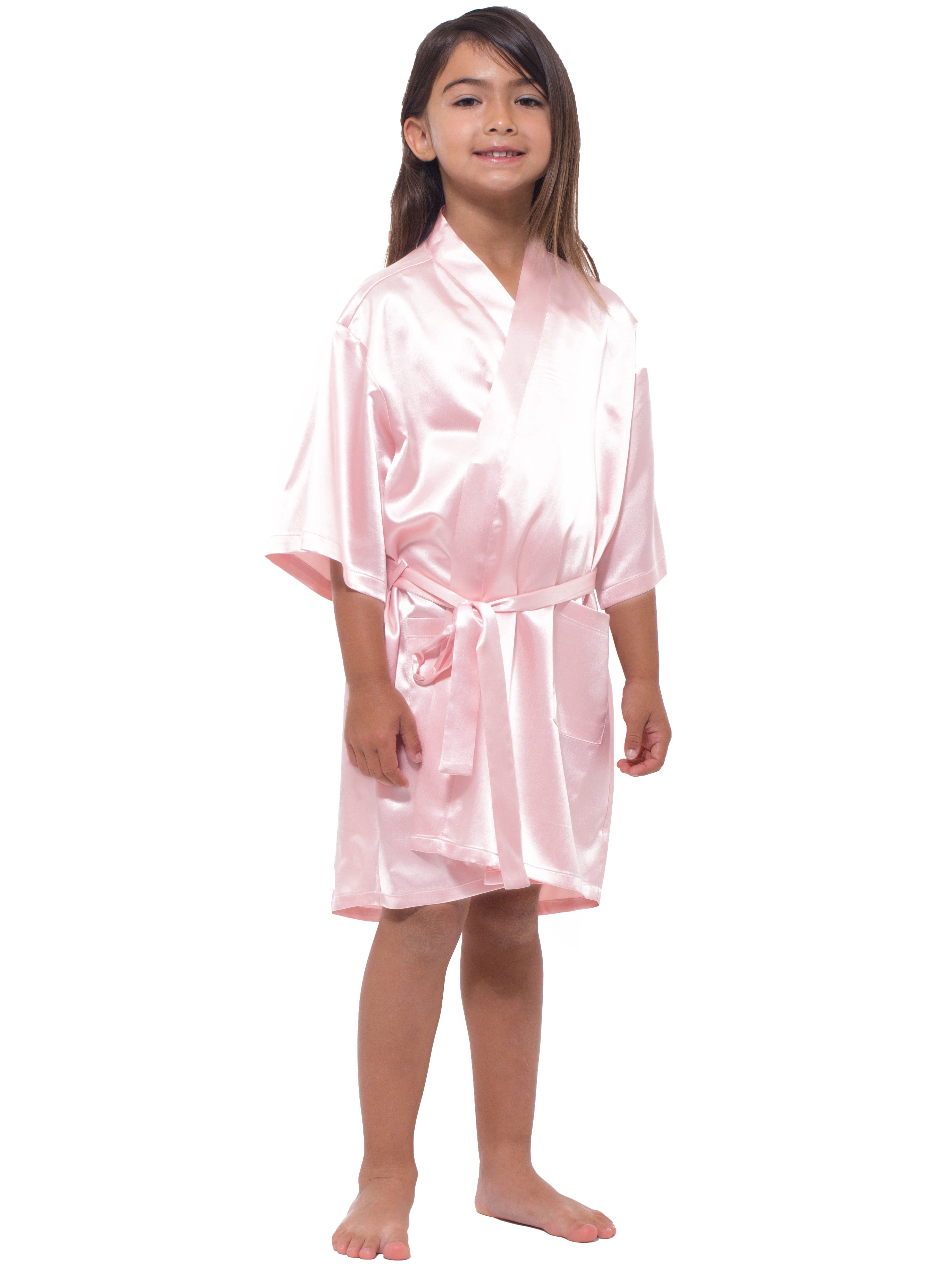 Turquaz Linen Light Pink Satin Kimono Kid's Robe - Walmart.com