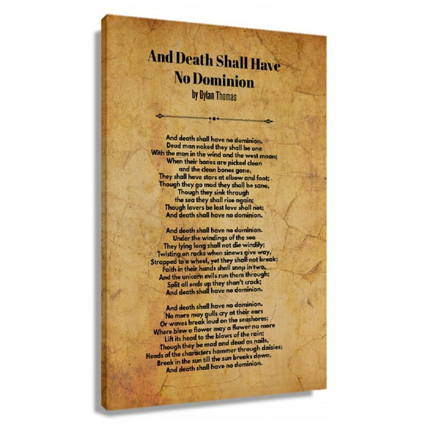 And Death Shall Have No Dominion Poem Wall Art Dylan Thomas Quotes Wall ...