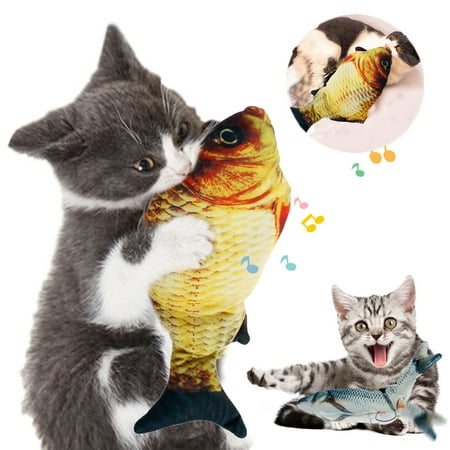 Moving Fish Cat Toy Rechargeable Fish Catnip Toy with Light Music ...