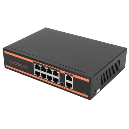 Gigabit PoE Switch, Fanless Quiet 10 Ports Plug And Play Poe Switch For ...